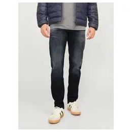 Jack & Jones Tapered-fit-Jeans JACK & JONES "JJIMIKE JJCADE GE 232 NOOS", Herren, Gr. 33, L&auml;nge 32, blau (blau denim), Denim/Jeans, Obermaterial: 98% Baumwolle, 2% Elasthan, Abriebeffekte, bequem lang, Jeans