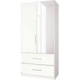 Kleiderschrank Rauch "Dreht&uuml;renschrank Schrank Garderobe W&auml;scheschrank Schlafzimmer ALVOR", wei&szlig; (wei&szlig; uni), B:91cm H:197cm T:54cm, Holzwerkstoff, Schr&auml;nke, Kleiderschrank, erh&auml;ltlich optional mit Spiegel, 2 gro&szlig;e Schubladen MADE IN GERMANY