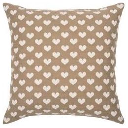 Dekokissen Pad "HEART", beige (sand, herzen), B:45cm L:45cm, Baumwolle, Polyester, Viskose, Wolle, Dekokissen_Sitzkissen_Kissenh&uuml;llen, Kissenh&uuml;lle ohne F&uuml;llung, 1 St&uuml;ck