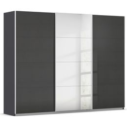 Schwebet&uuml;renschrank OTTO HOME "Kleiderschrank Schrank Schlafzimmerschrank Garderobe AGORDO", grau (graumetallic, hochglanz effektgrau, griffleisten alufarbig), B:271cm H:210cm T:62cm, Holzwerkstoff, Schr&auml;nke, Schwebet&uuml;renschrank, Top Innenausstattung, in 4 Breiten und 2 H&ouml;hen MADE IN GERMANY
