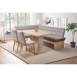 Eckbankgruppe OTTO HOME "Beluna + Cross Essecke Sitzgruppe Eckbank K&uuml;chenbank BESTSELLER", grau, B:210cm H:89cm T:169cm, FSC-zertifizierter Holzwerkstoff, FSC-zertifiziertes Massivholz, Polyester, Sitzm&ouml;bel-Sets, Eckbankgruppe, Sitzgruppe Esszimmer St&uuml;hle Tisch und Bank bequem gepolstert