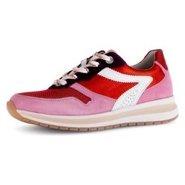 Keilsneaker Gabor "FLORENZ", Damen, Gr. 36, wei&szlig; (pink, rot, wei&szlig;), Glattleder, Textil, Veloursleder, Schuhe Keilsneaker, Freizeitschuh, Halbschuh, Schn&uuml;rer in Schuhweite G (=weit)