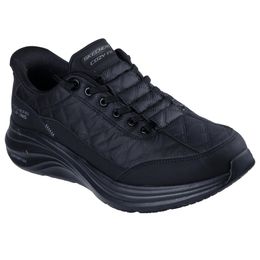 Slip-On Sneaker Skechers "CONTOUR FOAM", Damen, Gr. 42, schwarz, Lederimitat, Textil, Schuhe Slip-On Sneaker, Slipper, Schn&uuml;rschuh in veganer Verarbeitung