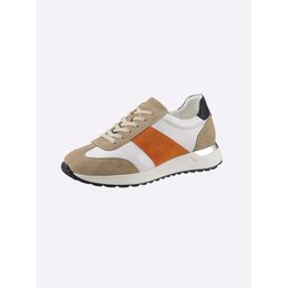 Sneaker Heine, Damen, Gr. 40, orange (wei&szlig;, orange), Glattleder, Leder, Rindsleder, Veloursleder, Schuhe Sneaker