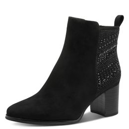 Stiefelette Marco Tozzi, Damen, Gr. 36, schwarz, Textil, Veloursleder, unifarben, Schuhe Stiefelette, Blockabsatz, Businessstiefelette in veganer Verarbeitung