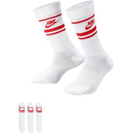 Sportsocken Nike Sportswear "EVERYDAY ESSENTIAL CREW SOCKS (3 PA", Damen, Gr. S (34/37), wei&szlig; (wei&szlig;, rot), Obermaterial: 100% Textilmaterial, Socken Sportsocken