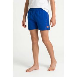 Badeshorts arena "FUNDAMENTALS arena LOGO JR BOXER R", Jungen, Gr. 140 (134), N-Gr, neon blau, team orange, Obermaterial: 100% Polyester, Badehosen Badeshorts
