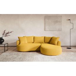 Ecksofa COTTA "Sana L-Form, Breite 260 cm", mustard, B:260cm T:160cm, 95% POLYESTER (PES) 5% POLYAMID(PA), Sofas, Ecksofa, Loungesofa mit Wellenunterfederung