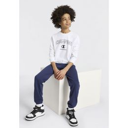Jogginganzug Champion "Graphic Terry Crewneck Sweatsuit", Jungen, Gr. XL (164/170), wht, nava, Obermaterial: 54% Baumwolle, 46% Polyester, Sportanz&uuml;ge Jogginganzug, f&uuml;r Kinder, weiches Material, bequeme Passform