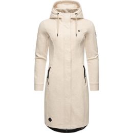 Kapuzensweatjacke Ragwear "Kurzmantel Letti Long", Damen, Gr. XL, beige (beige melange), Obermaterial: 54% Polyester PES. 41% Baumwolle CO. 5% Viskose CV., Sweatjacken Kapuzensweatjacke