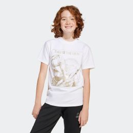 M&auml;dchen T-Shirt "ADIDAS STAR WARS MANDALORIAN GRAPHIC", wei&szlig;, Gr. 128, adidas Sportswear, Obermaterial: 93% Baumwolle, 7% Elasthan, Shirts