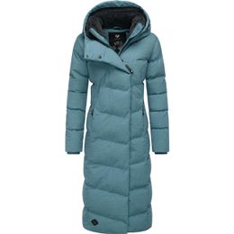 Wintermantel Ragwear "Wintermantel Pavla Long", Damen, Gr. M, blau (stone blau25), Obermaterial: 100% Polyester PES. Obermaterial: Futter: 100% Polyester PES. 100% Polyester PES., M&auml;ntel Wintermantel