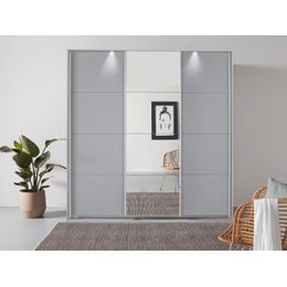 Schwebet&uuml;renschrank Rauch "Kleiderschrank Schrank Garderobe OTELI inkl. 3 Innenschubladen", grau (seidengrau), B:211cm H:233cm T:68cm, Holzwerkstoff, Schr&auml;nke, Schwebet&uuml;renschrank, inkl. Passepartout optional mit Beleuchtung MADE IN GERMANY
