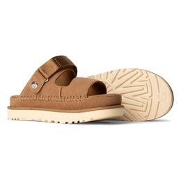 UGG Australia Plateausandale UGG "GOLDENSTAR GLIDE", Damen, Gr. 8 (39), braun (chestnut), Textil, Veloursleder, unifarben, Schuhe Plateausandale, Clog, Mule, Sommerschuh mit weichem Fu&szlig;bett