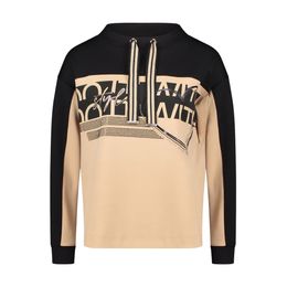Sweatshirt Betty Barclay "Sweatshirt mit Stehkragen", Damen, Gr. 44, bunt (patch beige, schwarz), Obermaterial: 58% Baumwolle CO. 38% Polyester PES. 4% Elasthan EL., Sweatshirts Sweatshirt