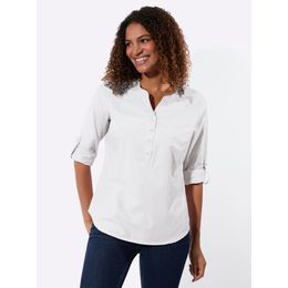Casual Looks Damen Longbluse, wei&szlig;, Gr. 46, unifarben, 50% Baumwolle, 50% Polyester, Blusen