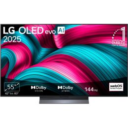 LG OLED-Fernseher "OLED55C5ELB", Energieeffizienz: G, grau (grau, schwarz), 55, Fernseher, OLED-Fernseher