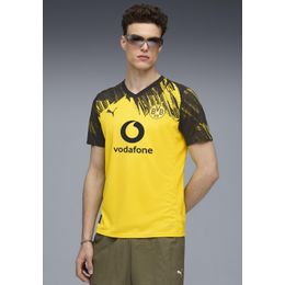 Fu&szlig;balltrikot Puma "BVB HOME JERSEY REPLICA WITH SPONSOR", Herren, Gr. L, faster gelb, Puma schwarz, Web, Obermaterial: 100% Polyester, regular fit, Trikots Fu&szlig;balltrikot, Fu&szlig;ball, sportlicher Stil, ohne Kapuze, aus Webmaterial