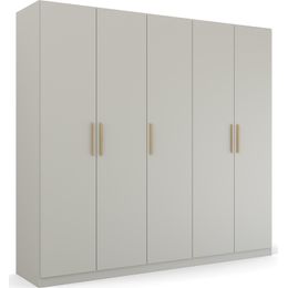 Kleiderschrank Rauch "Dreht&uuml;renschrank Schrank Garderobe Ankleide SKANDI BY QUADRA SPIN", grau (seidengrau), B:226cm H:210cm T:54cm, Holzwerkstoff, Schr&auml;nke, Kleiderschrank, im Landhaus-Stil mit Massivholzgriffen aus Wildeiche