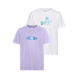 T-Shirt Quiksilver "PALM SHADE PACK YOUTH", Jungen, Gr. 10 (134/140), lila, whit, Obermaterial: 100% Baumwolle, Shirts T-Shirt, f&uuml;r Kinder und Jugendliche, sportlicher Stil, Kurzarmdesign
