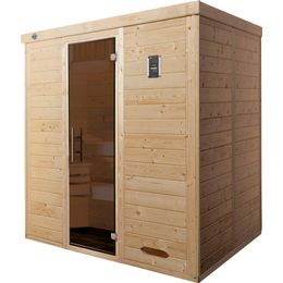 Sauna Weka "Kemi", beige (natur), Bio-Ofen, externe Steuerung, 7,5 kW, Saunen, Sauna, 7,5 kW Bio-Ofen mit digitaler Steuerung