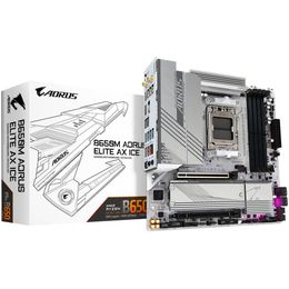 Gigabyte Mainboard "B650M AORUS ELITE AX", schwarz (silber, schwarz), B:24,4cm H:3,5cm T:24,4cm, Mainboards, Mainboard