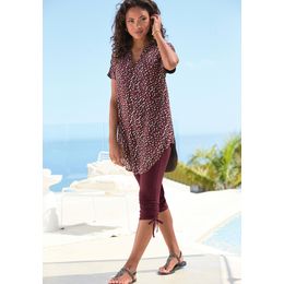Beach Time Longshirt BEACHTIME, Damen, Gr. 44/46, bordeaux bedruckt, Jersey, Obermaterial R&uuml;ckenteil: 100% Viskose. Obermaterial Vorderteil: 100% Viskose, bedruckt, figurumspielend Po-bedeckend, V-Ausschnitt, angeschnitten, Shirts Longshirt, aus Materialmix, Topseller