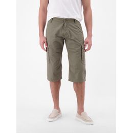 Cargoshorts Lerros "Bermuda mit Cargotaschen, lang geschnitten", Herren, Gr. 31, nordic olive, 100% Baumwolle, Hosen Cargoshorts