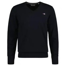 Sweater Gant "Strickpullover CLASSIC COTTON V-NECK", Herren, Gr. M, blau, Obermaterial: 100% Baumwolle CO., Sweatshirts Sweater