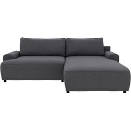 Ecksofa Trendmanufaktur "Fordon, Schlafsofa mit Bettkasten, Couch in L-Form, Breite 250 cm", grau (anthrazit), B:250cm H:82cm T:167cm, 100% Polyester, Sofas, Ecksofa, in Struktur fein LEO, haustierfreundlich, anthrazit, Recamiere rechts
