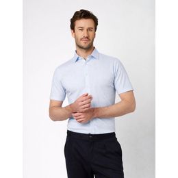 Kurzarmhemd DESOTO "Casual Kent 1/2", Damen, Gr. 3XL, N-Gr, light blau wei&szlig; stripes, Jersey, Obermaterial: 100% Baumwolle, gestreift, slim fit normal, Hemden Kurzarmhemd, Kentkragen, Jerseyhemd, slim fit, fein gestreift