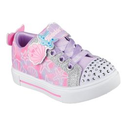 Lauflernschuh Skechers "TWINKLE SPARKS LIGHTS", M&auml;dchen, Gr. 25, bunt (lavendel, multi), Lederimitat, Schuhe Lauflernschuh, Sneaker,Blink,-Klettschuh mit Glitzer, Gr&ouml;&szlig;enschablone zum Download