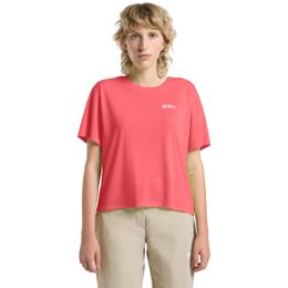 Funktionstop Jack Wolfskin "VONNAN BOXY T W", Damen, Gr. XL (46), sunset, coral, Obermaterial: 100% Polyester, Tops Funktionstop
