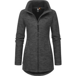 Kapuzensweatjacke Ragwear "Strickjacke Miram Melange", Damen, Gr. L, grau (dunkelgrau), Obermaterial: 56% Baumwolle CO. 44% Polyester PES. Futter: 100% Polyester PES., Sweatjacken Kapuzensweatjacke