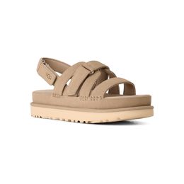 UGG Australia Riemchensandale UGG "GOLDENSTAR GLEAM", Damen, Gr. 10 (41), hellbeige, Veloursleder, unifarben, Schuhe Riemchensandale, Plateausandale, Sandalette mit weichem Fu&szlig;bett