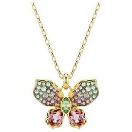 Kette mit Anh&auml;nger Swarovski "Schmuck Geschenk Idyllia Anh&auml;nger Schmetterling", gold (gelbgoldfarben, gr&uuml;n, rosa, gelb, braun), Halsketten, Damen, Metall, L: 49, mit Swarovski Kristall