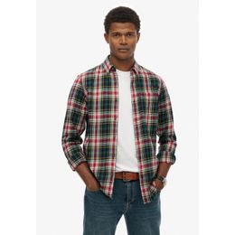 Langarmhemd Superdry "VINTAGE CHECK SHIRT", Herren, Gr. L, N-Gr, gr&uuml;n (grace check gr&uuml;n), Web, Obermaterial: 100% Baumwolle, kariert, regular fit, Hemden