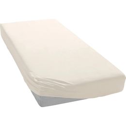 Spannbettlaken bellana "bellana exclusiv aus 100% Mako-Baumwolle, 150 g/m&sup2;, b&uuml;gelfrei", wei&szlig; (schnee), L:200cm, Mako-Jersey, Obermaterial: 100% Baumwolle, Bettlaken, Spannbettlaken, feinste Mako-Baumwolle, Spannbetttuch f&uuml;r Matratzen bis 25cm H&ouml;he