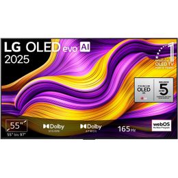 LG OLED-Fernseher "OLED55G57LW", Energieeffizienz: E, schwarz (silber, schwarz), 55 &Prime;, Fernseher, OLED-Fernseher