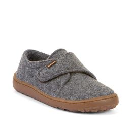 Hausschuh froddo "BAREFOOT WOOLY", M&auml;dchen, Gr. 22, grau, Wolle, Basic, Schuhe Hausschuh, Klettschuh, Kindergartenschuh mit Wollfutter