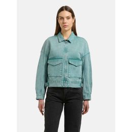 Khujo Damen Hemdjacke "Nelina"teal, Gr. XS, Material: 100% Baumwolle, Jacken, Oversize Jeansjacke