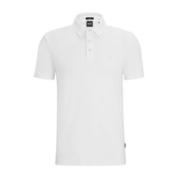 Poloshirt BOSS "Palosh 30", Herren, Gr. L, wei&szlig; 100, Jersey, Obermaterial: 100% Baumwolle, unifarben, slim fit normal, hoch geschlossener Ausschnitt, abgesteppte Kante, Shirts Poloshirt, mit tonalem Logo, slim fit