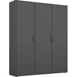Kleiderschrank Rauch "VOYAGER Garderobe W&auml;scheschrank TOPSELLER Schlafzimmer", grau (graumetallic, griffe graumetallic), B:140cm H:194cm T:53cm, Holzwerkstoff, Schr&auml;nke, Kleiderschrank, mit 2 modernen Griffvarianten, viel Stauraum MADE IN GERMANY