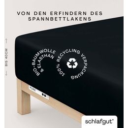 Spannbettlaken Schlafgut "PURE BOXSPRING Bio-Baumwolle mit Elasthan, 170 g/m&sup2;, Bettlaken", schwarz (off, schwarz), 1 Stk., Jersey-Elasthan, 90-100x200-220 40cm, Jersey-Elasthan, Obermaterial: 95% Baumwolle, 5% Elasthan, Bettlaken, Spannbettlaken, PREMIUM Boxspringbett Laken bis 40 cm H&ouml;he, dehnbar blickdicht, straff