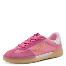 Sneaker Tamaris, Damen, Gr. 37, pink, Lederimitat, Textil, Ziegenveloursleder, unifarben mit Farbeinsatz, Schuhe Sneaker, Freizeitschuh, Halbschuh, Schn&uuml;rschuh mit transparenter Laufsohle