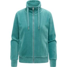 Sweatjacke Ragwear "Sweatjacke Ronette Cordy", Damen, Gr. M, gr&uuml;n (teal gr&uuml;n), Obermaterial: 76% Baumwolle CO. 20% Polyester PES. 4% Elasthan EL., Sweatjacken Sweatjacke