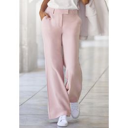 Anzughose Lascana, Damen, Gr. 40, N-Gr, ros&eacute;, Web, Obermaterial: 65% Polyester, 28% Viskose, 7% Elasthan, unifarben, figurumspielend lang, Hosen Anzughose, mit verstellbarem Bund, individuell regulierbar, Topseller