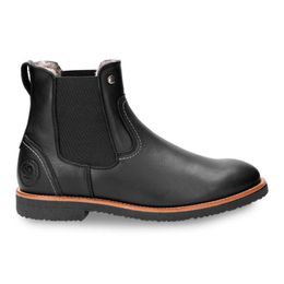 Chelseaboots Panama Jack "Garnock Igloo", Herren, Gr. 44, schwarz, Nappaleder, Schuhe Chelseaboots, mit brauner Sohlenrahmung