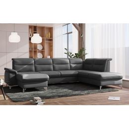 Sit & More Wohnlandschaft SIT & MORE "Astoria U-Form", grau, B:327cm H:91cm T:225cm, 100% Polyester, Sofas, Wohnlandschaft, wahlweise mit motorischer Relaxfunktion