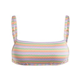 Bandeau-Bikini-Top Roxy "Wavy Stripe", Damen, Gr. L, Cup B, papaya wavy stripe s, Obermaterial:92% Microfaser, 8% Elasthan;, Bikini-Oberteile Bandeau-Bikini-Top